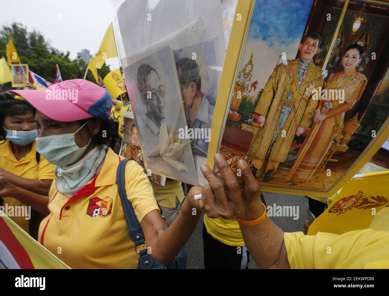 Pro-royalists holding portraits at Lumpini park during the ...