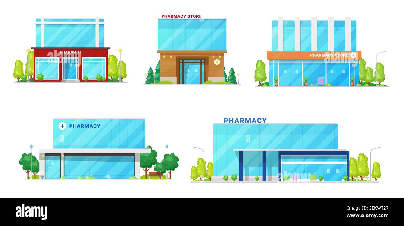 Pharmacy buildings, drug store and medical institution architecture ...