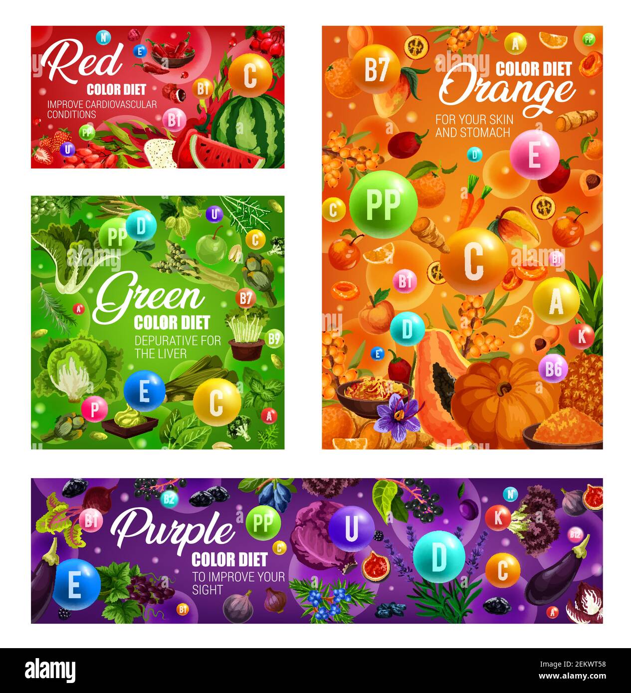 Color diet healthy food nutrition vegetables, fruits and berries ...