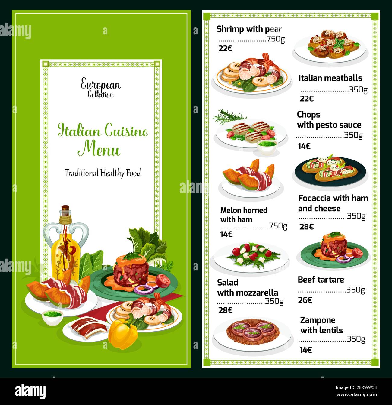 Italian cuisine restaurant menu, traditional Italy Mediterranean food ...