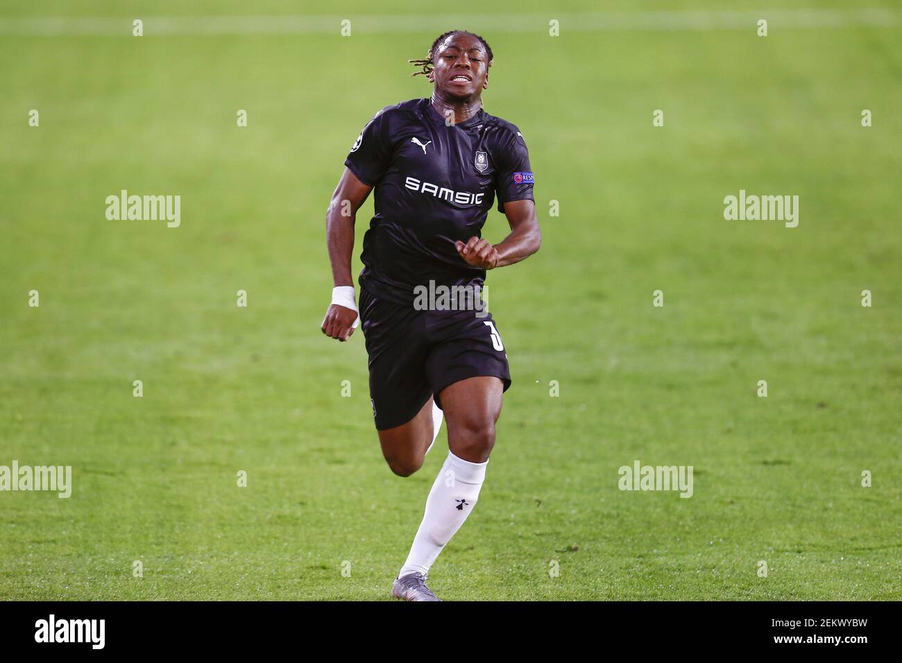 Jeremy Doku of Rennes runs during the Champions League match, Group E ...