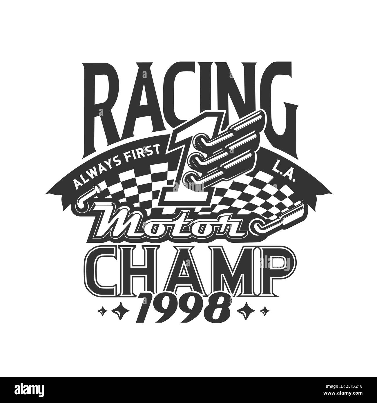 Racing motor champ isolated t-shirt print design. Vector car racing or ...