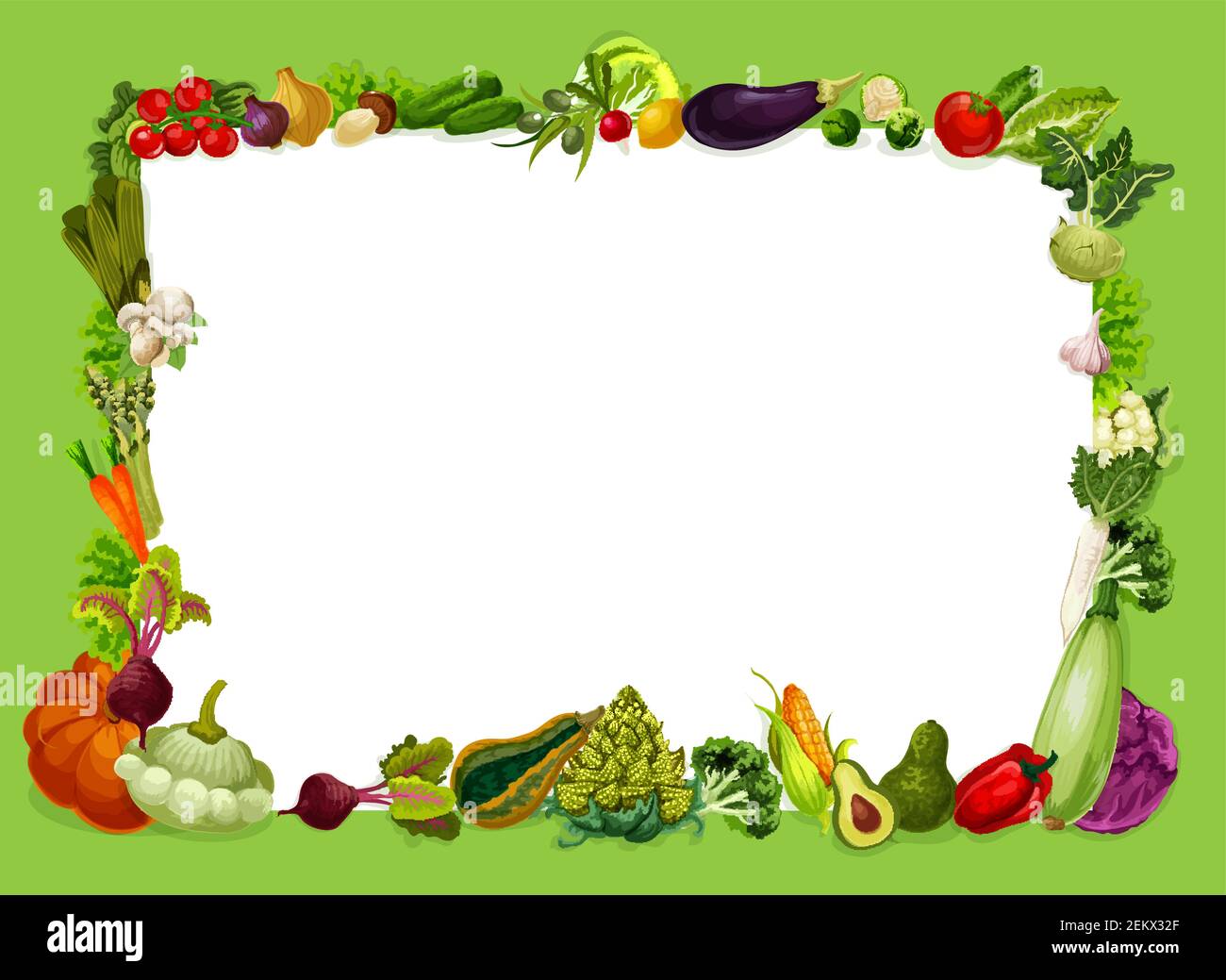 Vegetables frame, farm harvest veggies food and spare place, add text ...