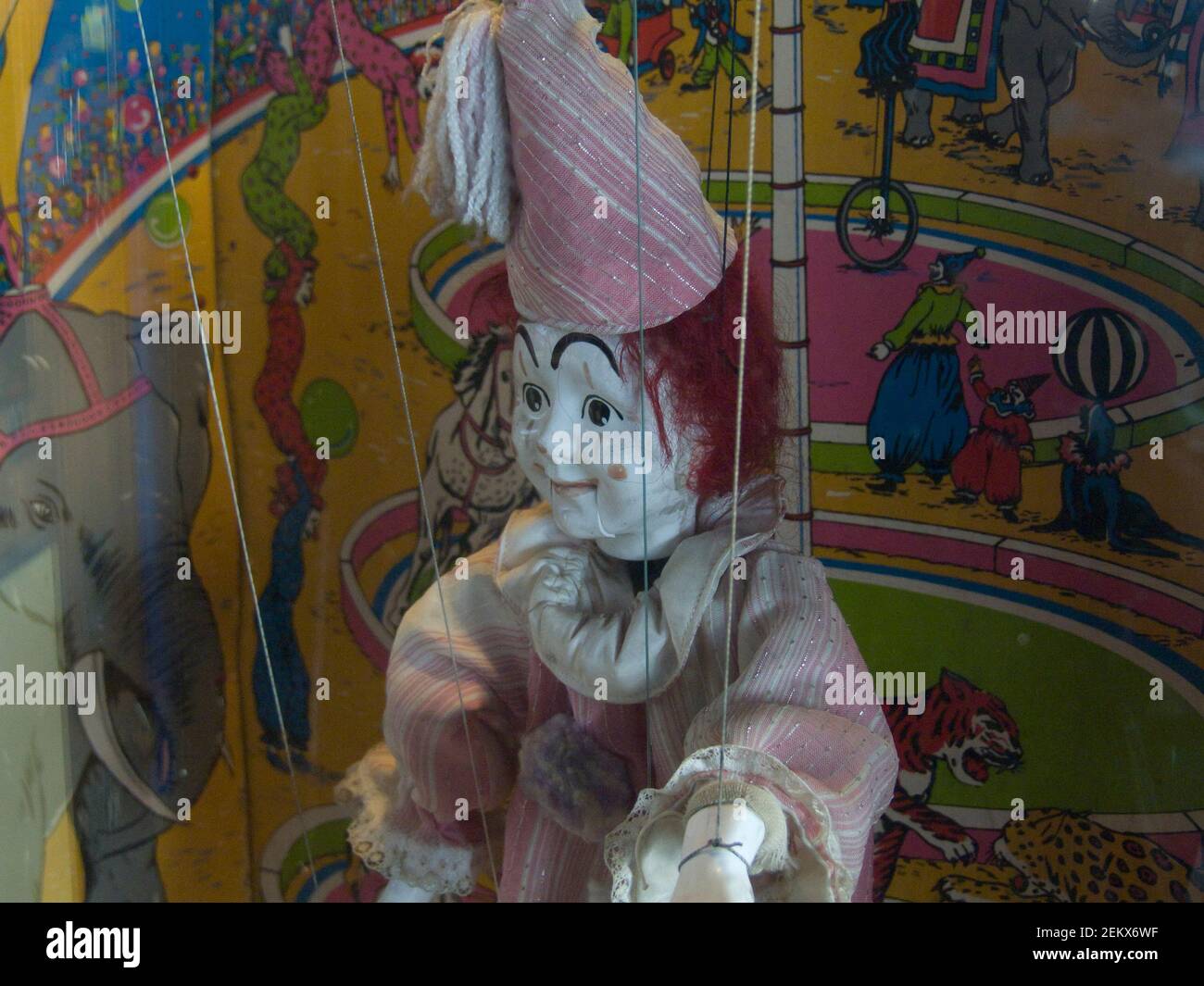 cute clown marrionette, puppet, string puppet, dancing amusement, retro ...