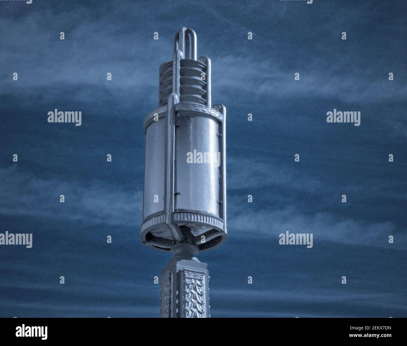 vintage, original, art deco, street lamp, metal, silver, blue, decor ...