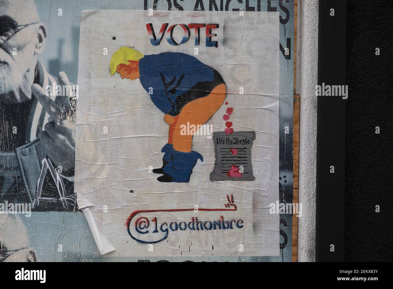 Los Angeles street artist get political with posters and paint. Various ...