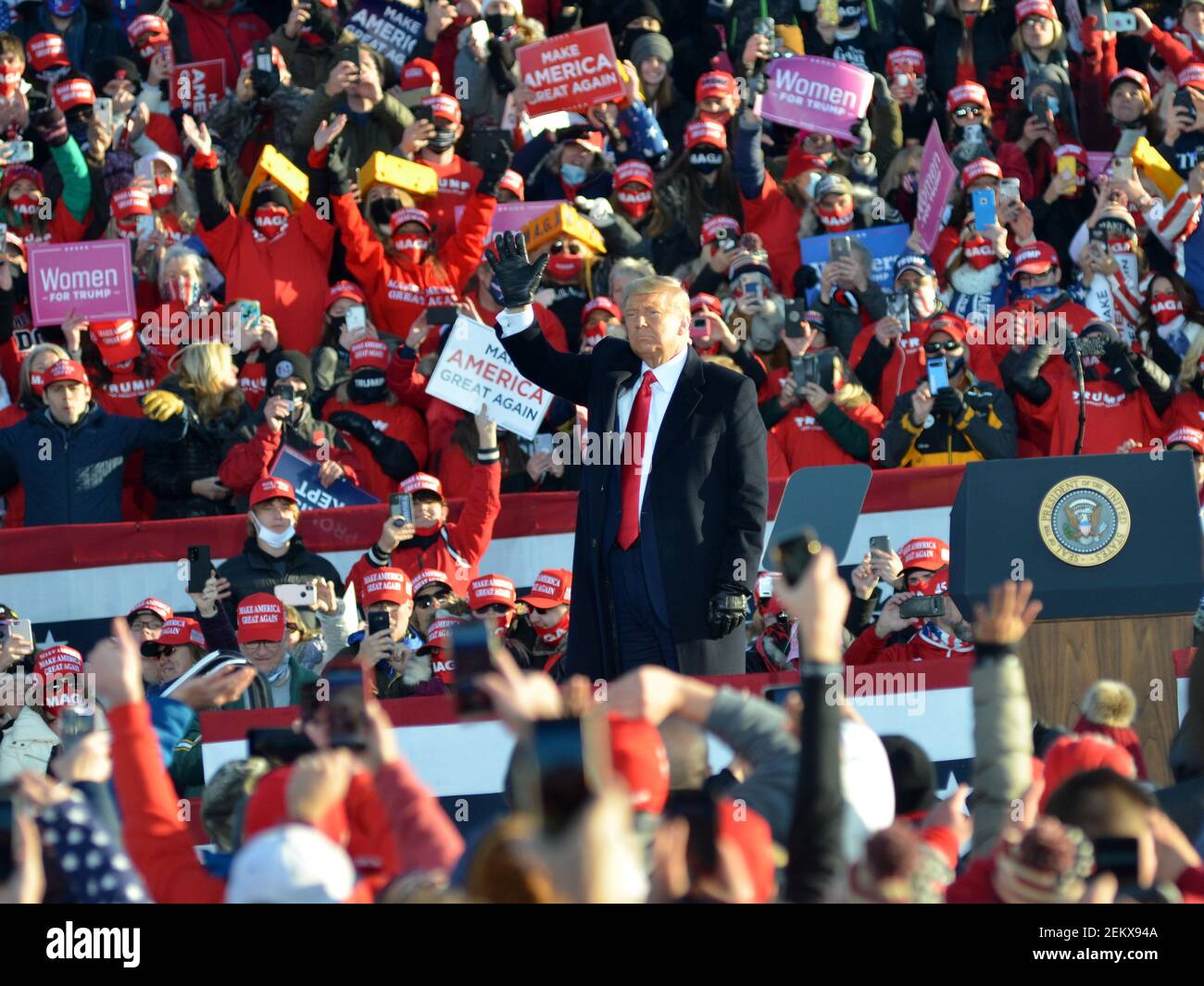 October 30, 2020 - President Donald Trump speaks during a campaign ...