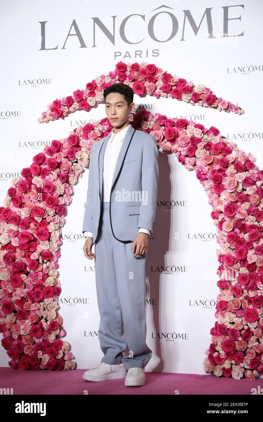 Chinese model and actor Wang Qiang attends a Lancome red carpet event ...
