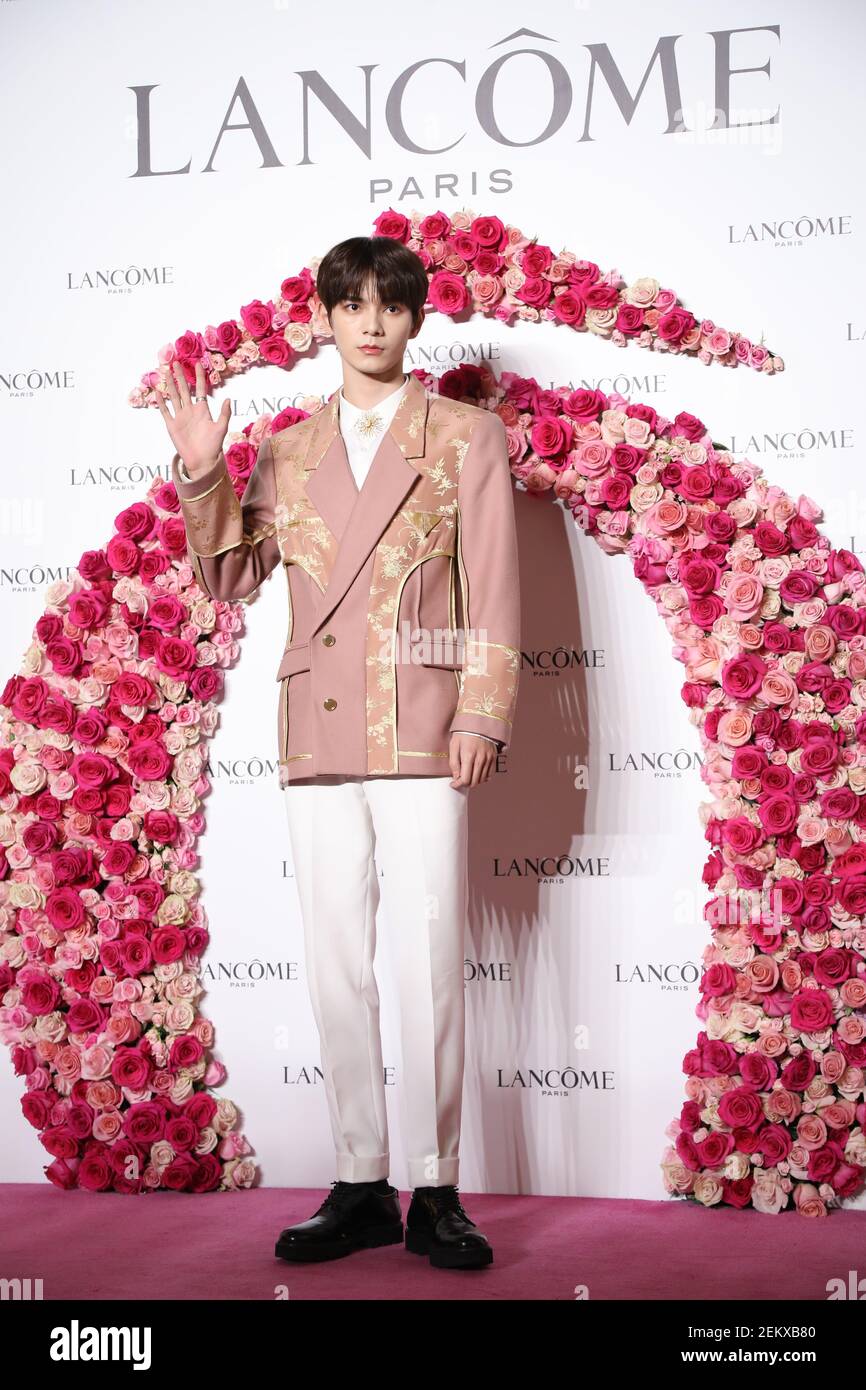 Chinese singer He Changxi attends a Lancome red carpet event in Beijing ...