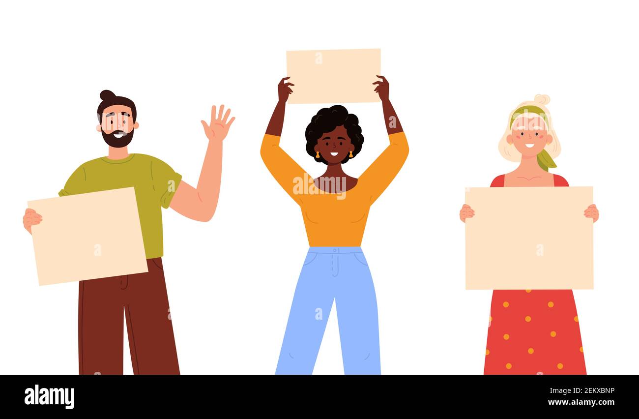 People holding posters Stock Vector Images - Alamy