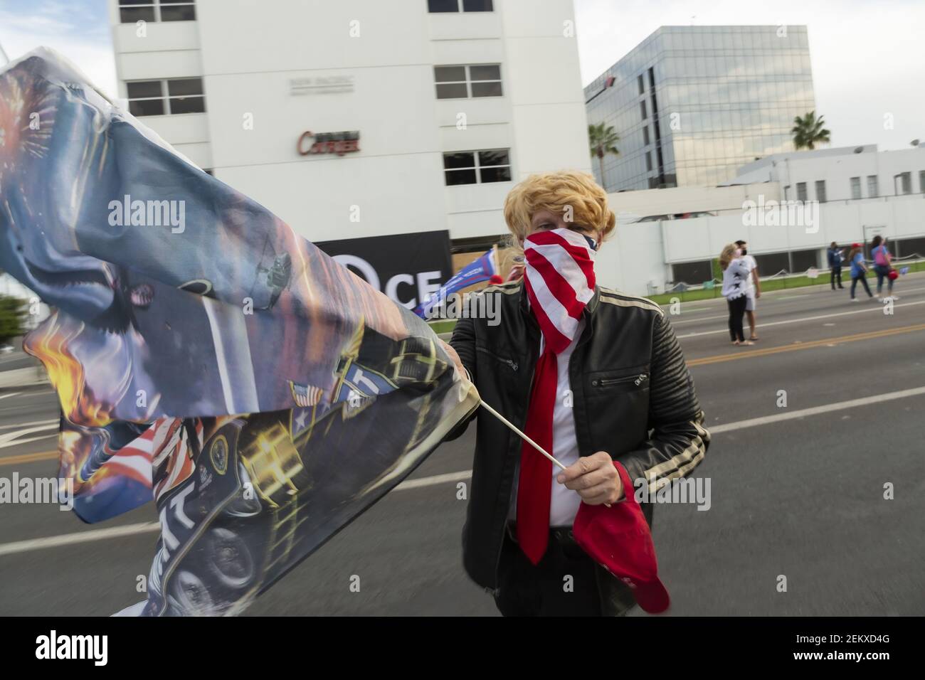 Trump supporters rally in the city of Beverly Hills. The marched up and ...