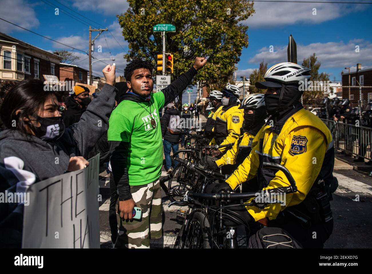 Protestors demonstrate during the "Justice For Walter Wallace Jr" event ...