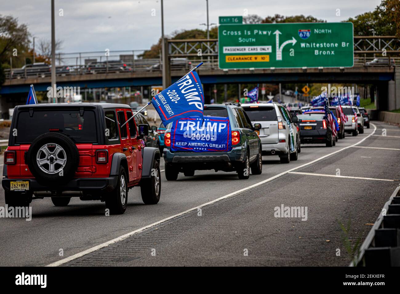Hundreds of vehicles adorned with Trump flags, traveled along New York ...