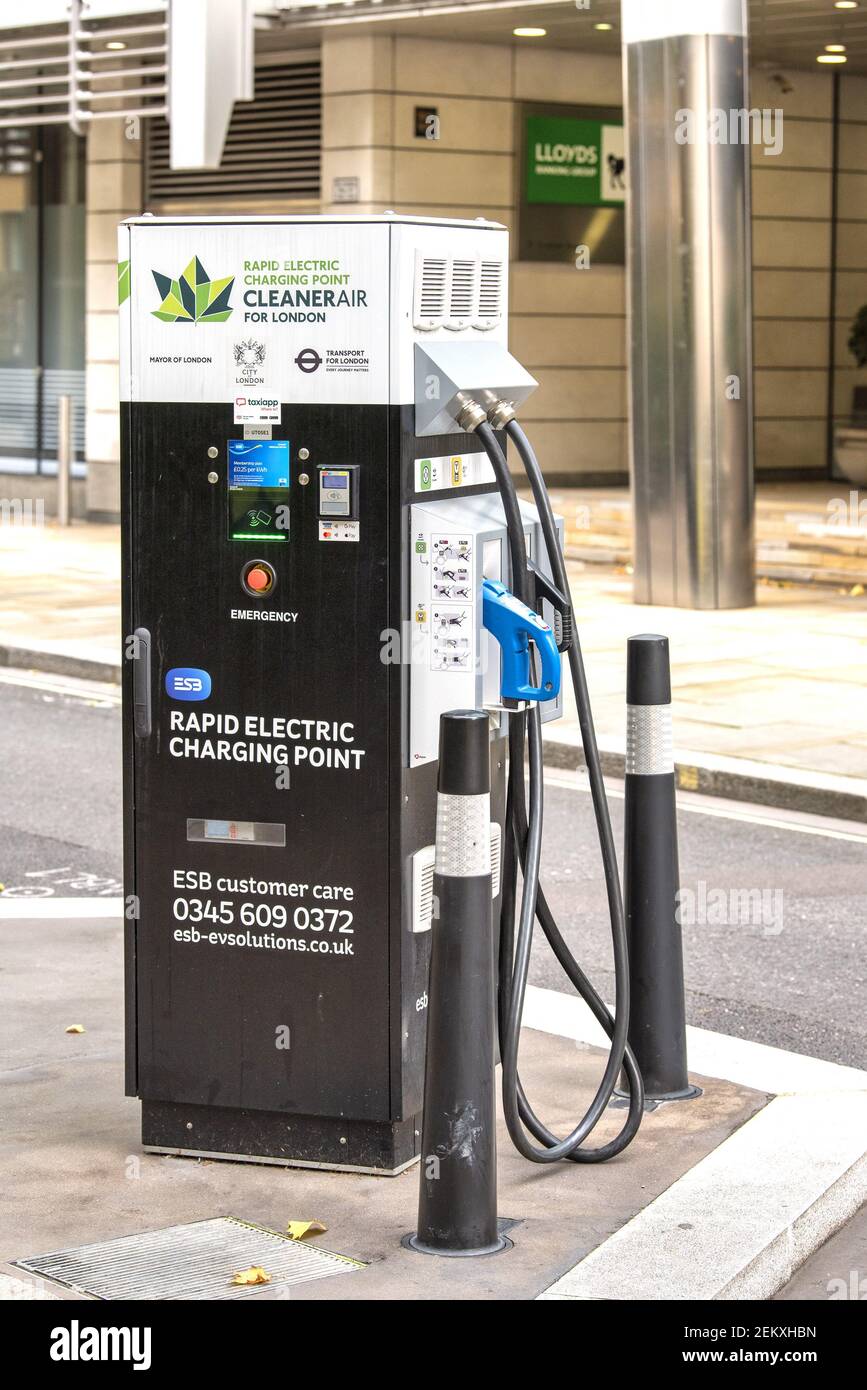 An ESB EV Solutions rapid electric car charging point in London. (Photo ...