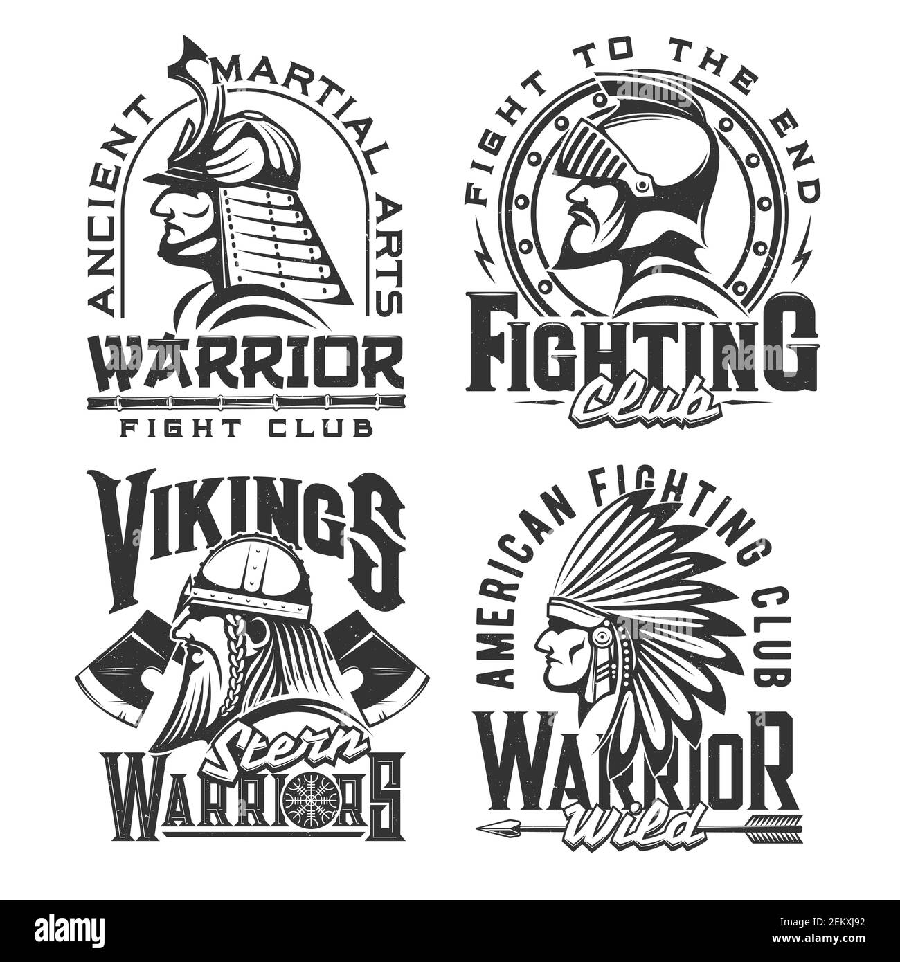 Tshirt print with ancient warriors, vector mascot for fighting club ...