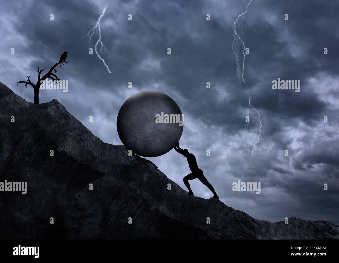 Pushing rock uphill hi-res stock photography and images - Alamy