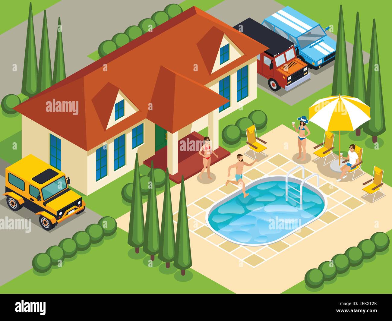 Pool house rich people Stock Vector Images - Alamy