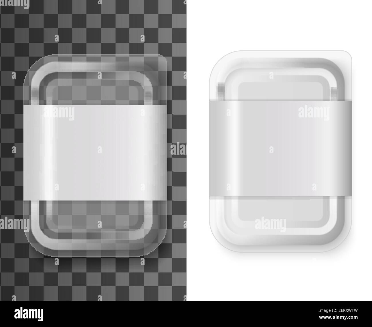 Transparent plastic food container, product tray box pack with label ...