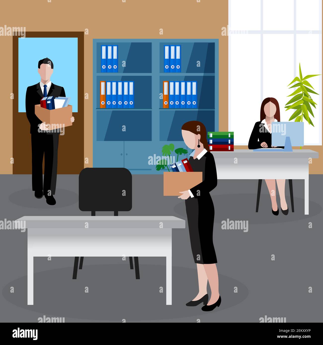Flat design human resources background with new employees with their ...