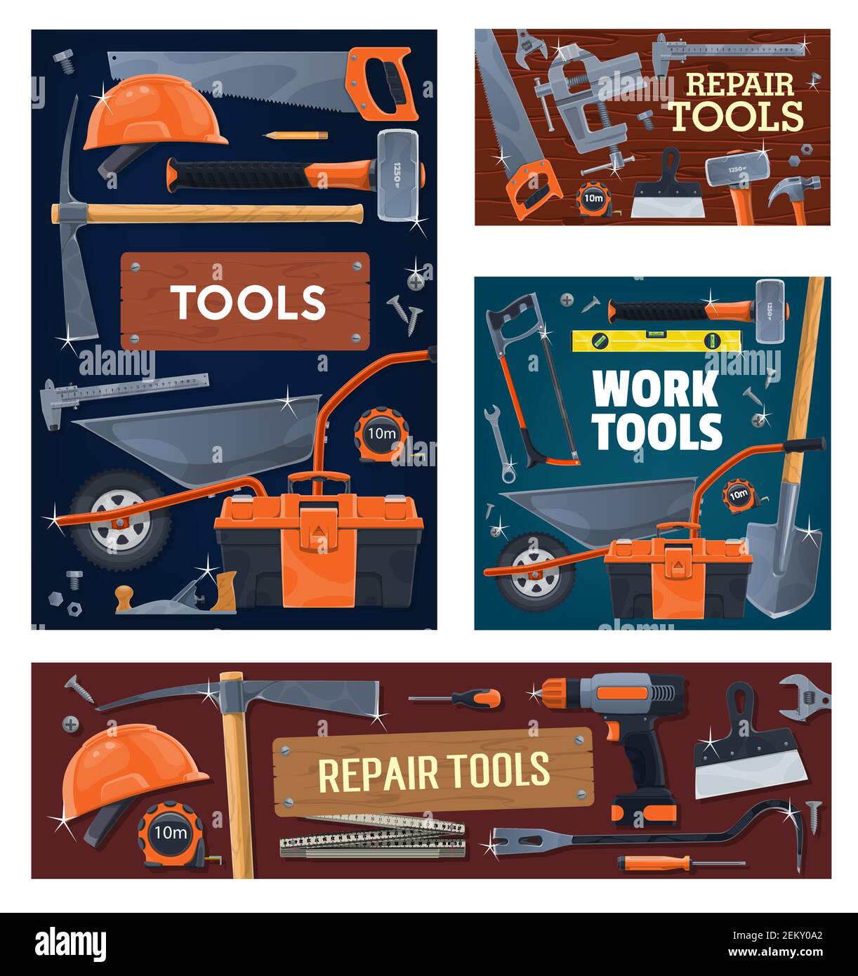 Construction industry, house repair tools and equipment. Pickaxe and ...