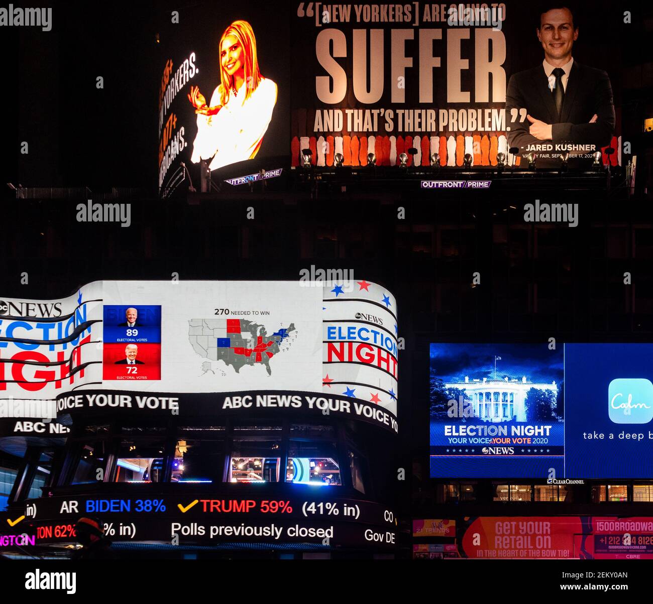 A billboard by the Lincoln Project featuring Ivanka Trump and Jared ...