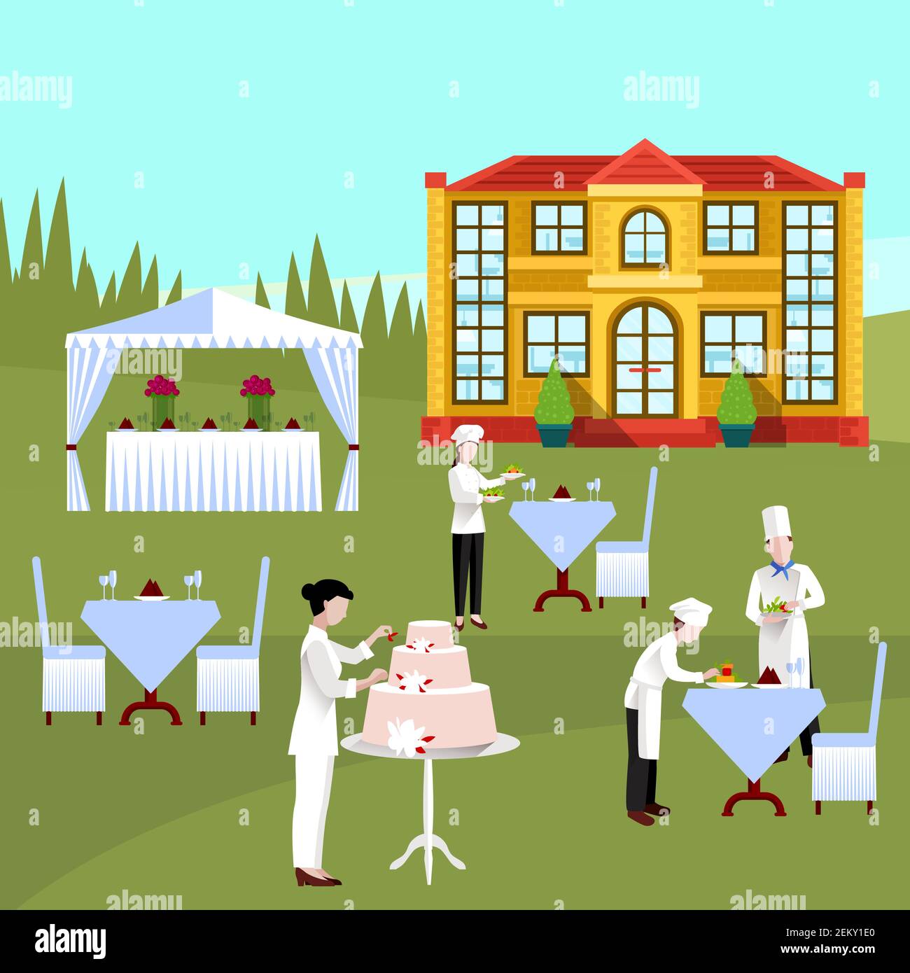 Catering food for wedding outdoors Stock Vector Images - Alamy