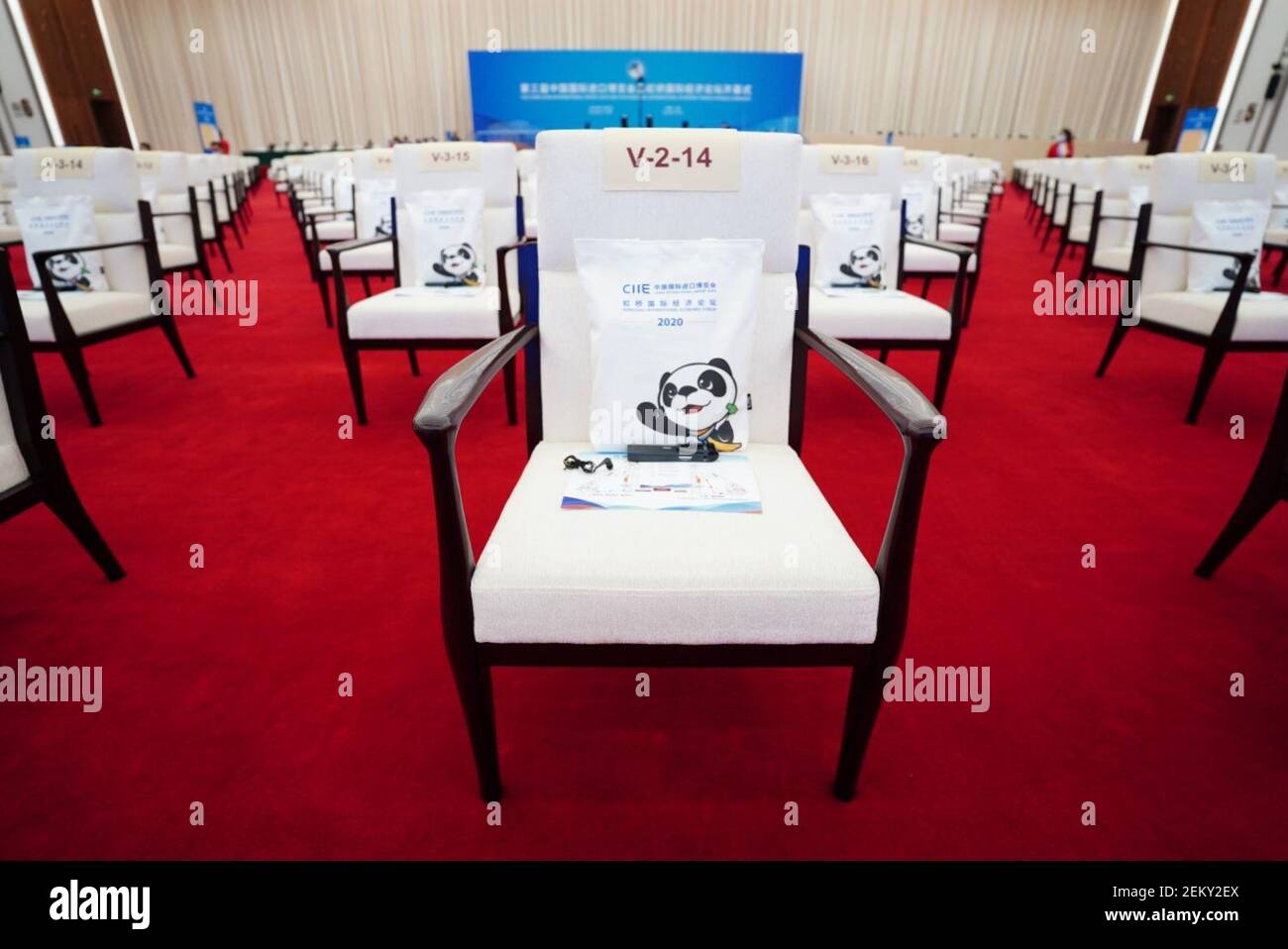 Chairs are well arrayed in the venue of opening ceremony of China ...