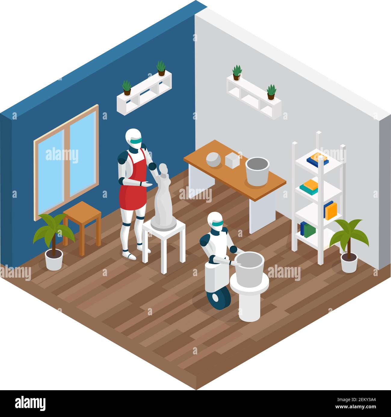 Artificial intelligence ai jobs isometric composition with 2 creative ...