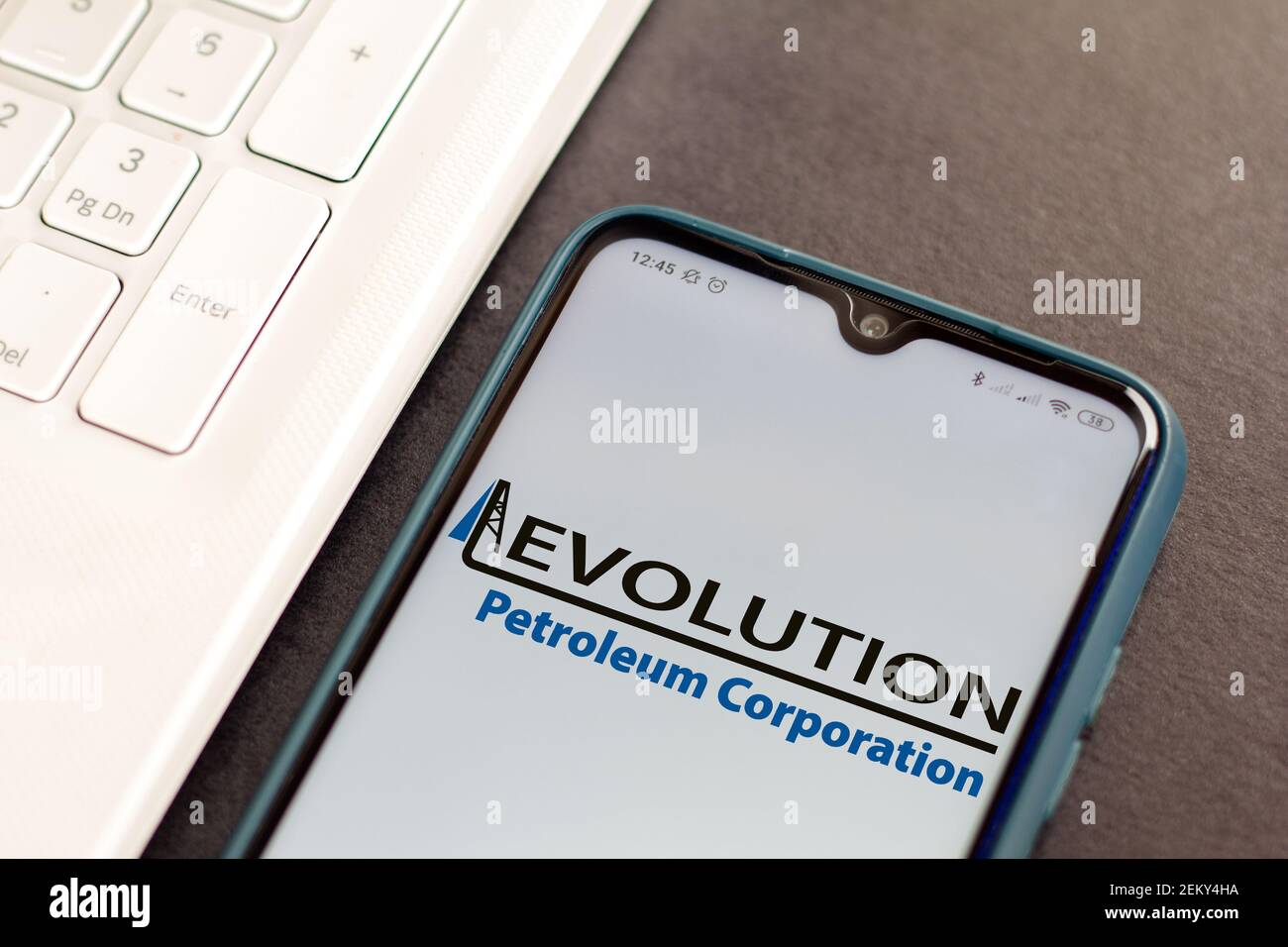 In this photo illustration the Evolution Petroleum Corporation logo ...
