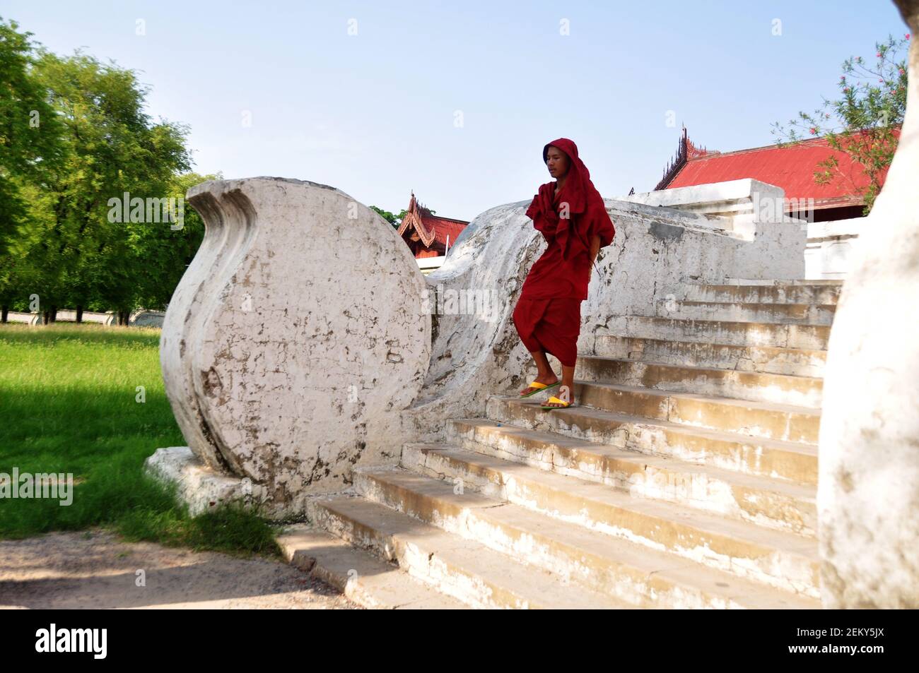 Novice monk burma walking travel visit in Mandalay Palace the last ...