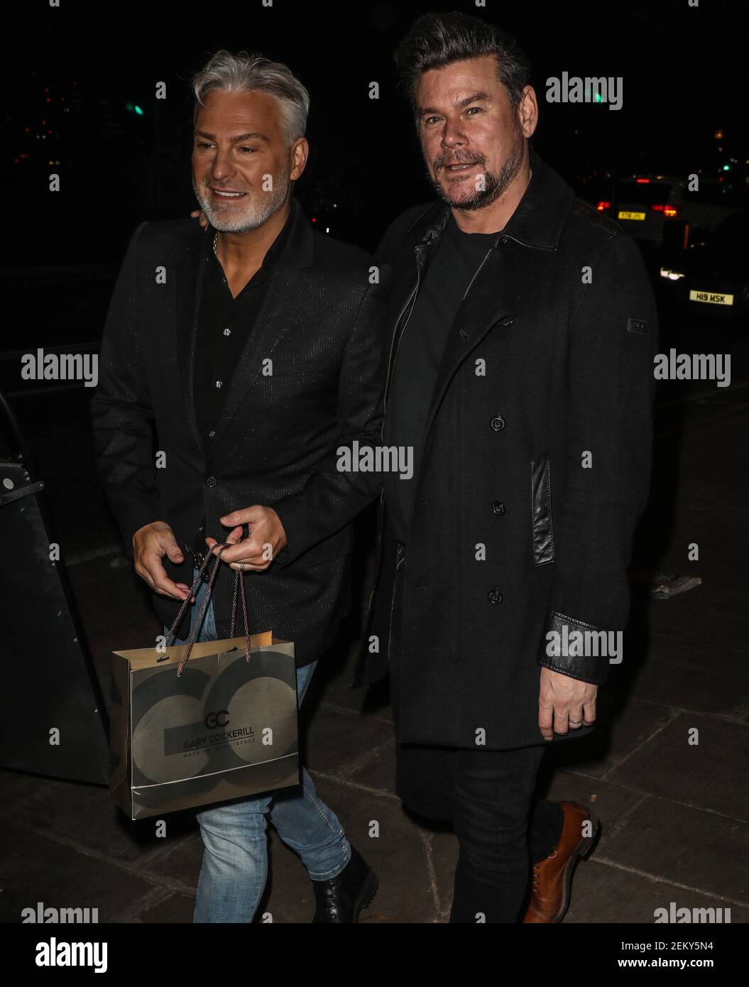 Gary Cockerill (L) and Phil Turner seen arriving at Proud Embankment to ...