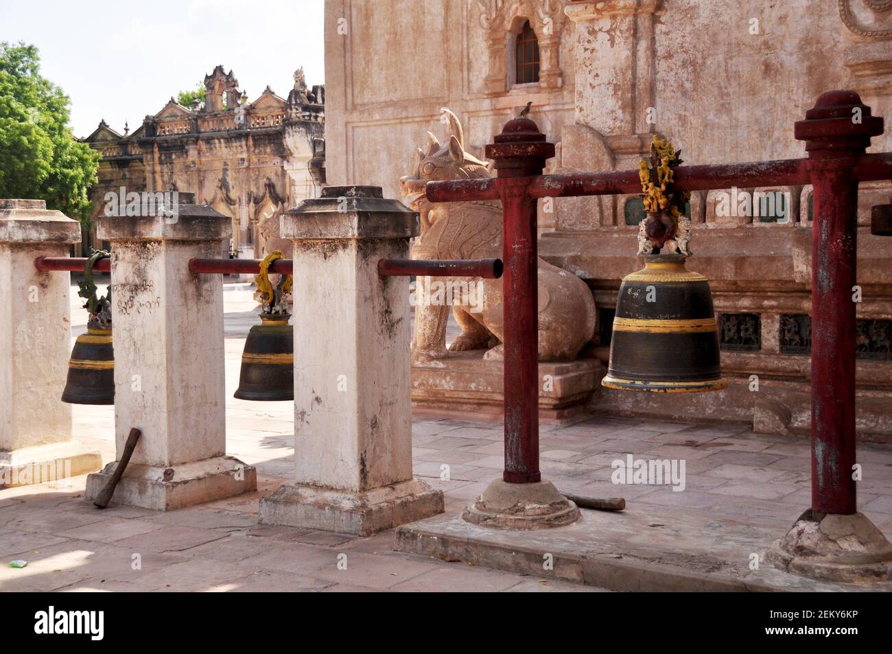 Inside of Ananda paya temple and decorate interior design with iron ...