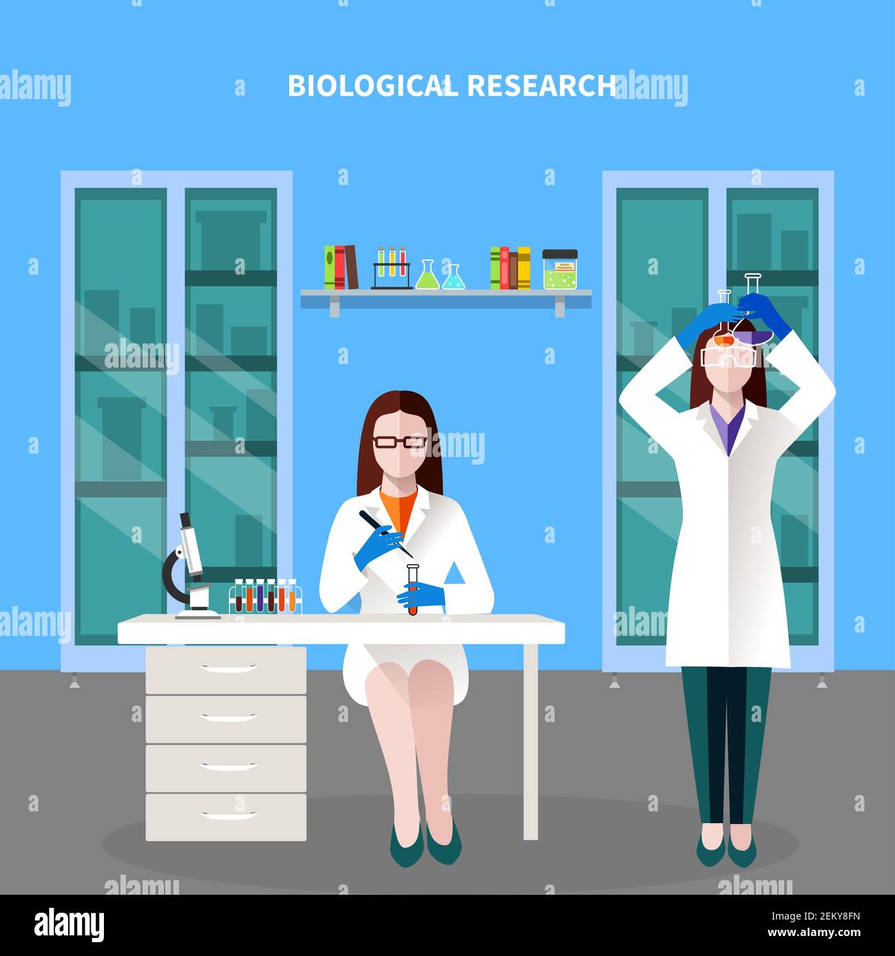 Scientists people colored composition with two scientists in the ...