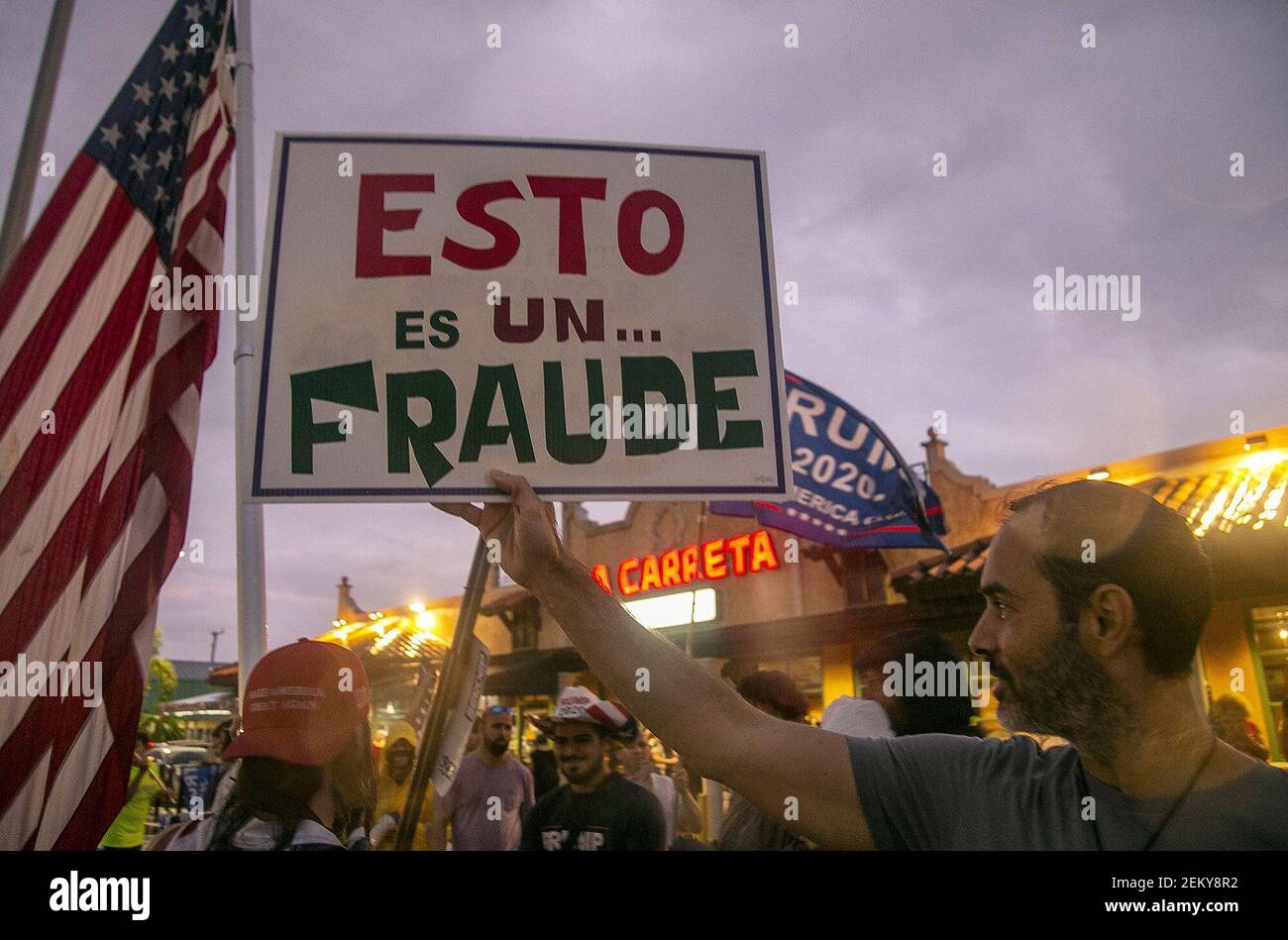 Supporters of President Donald Trump demonstrate at the Cuban ...