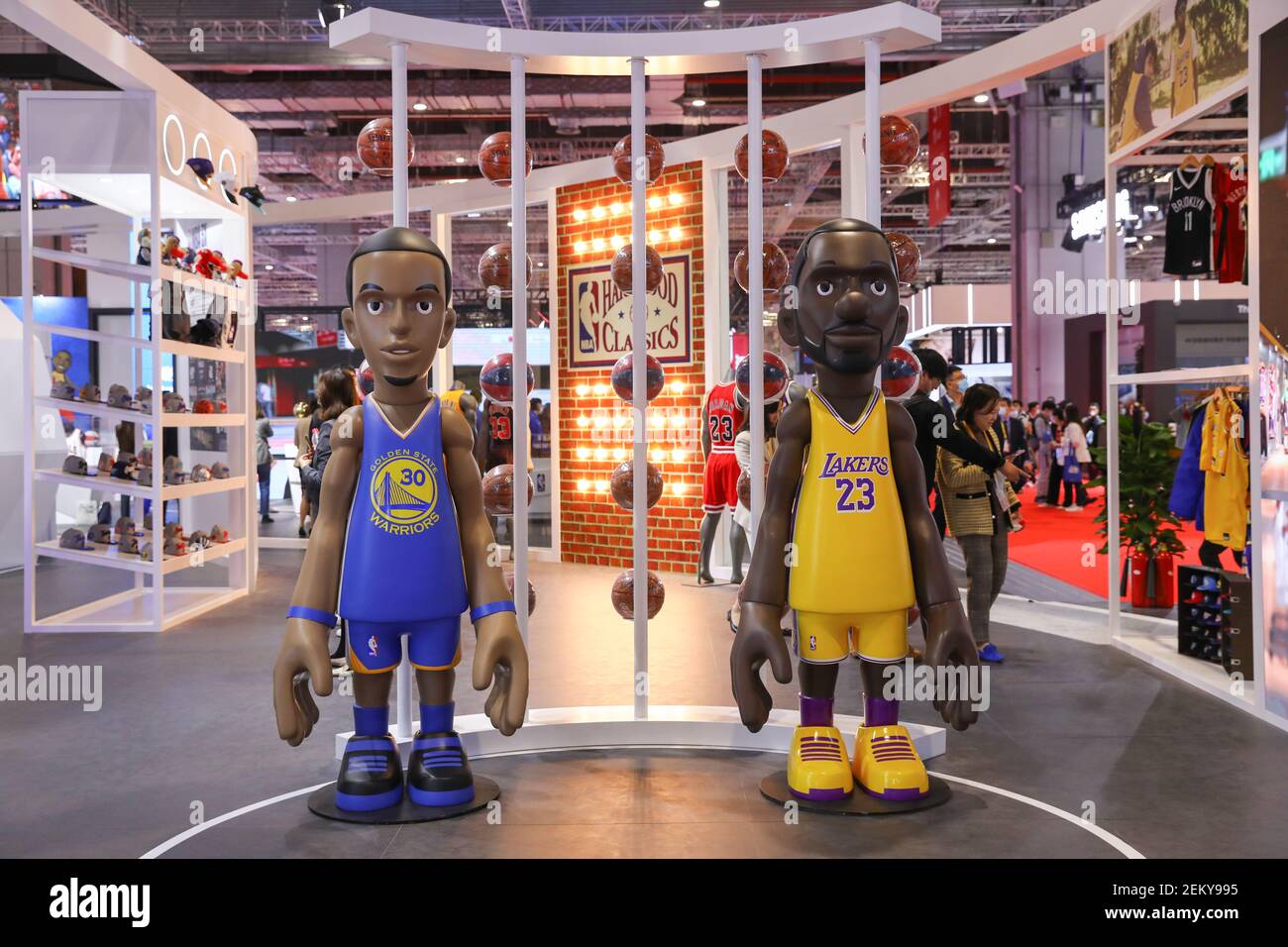 Visitors at the NBA stand during the 3rd China International Import ...