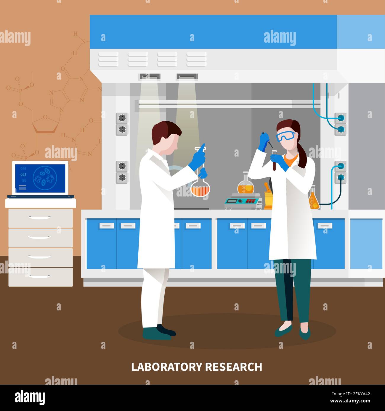Scientists people multicolored composition with laboratory research ...