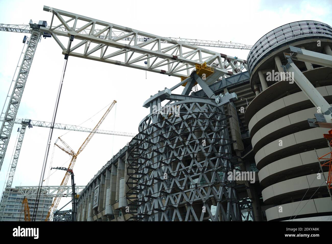 A view of the stadium during its renovation. The new Bernabeu Stadium ...