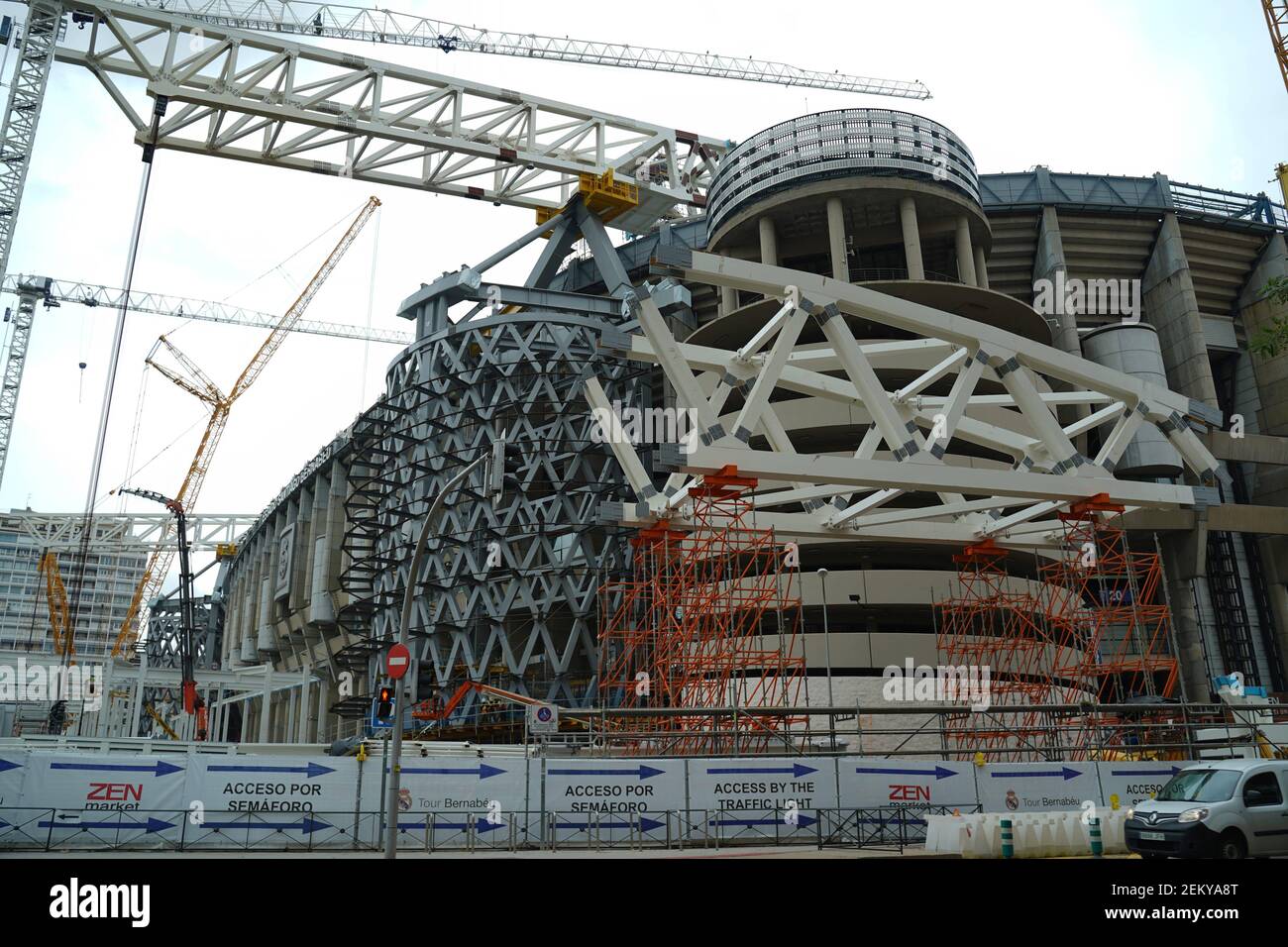 A view of the stadium during its renovation. The new Bernabeu Stadium ...