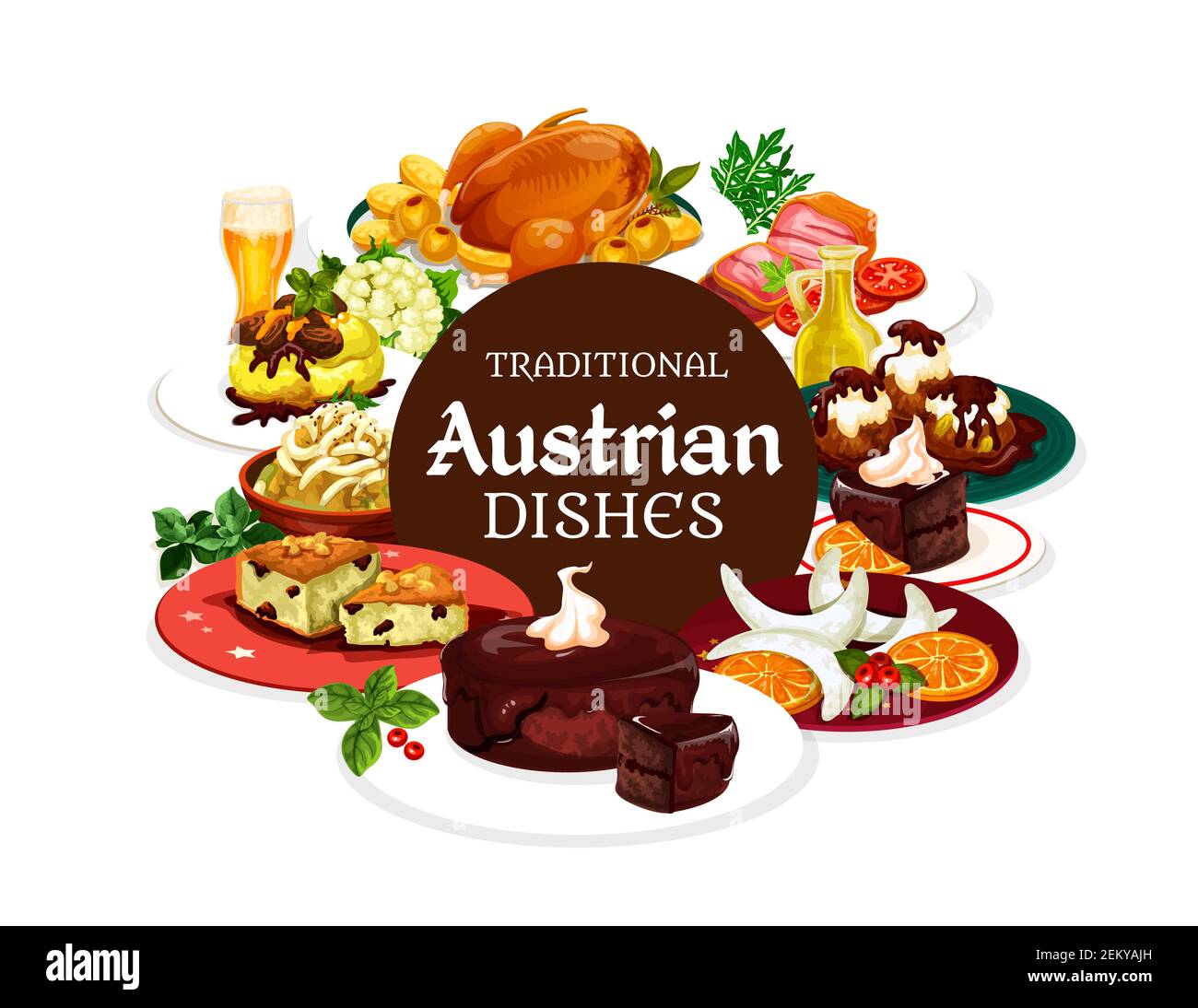 Austrian traditional dishes, vector banner of national food. Vector ...