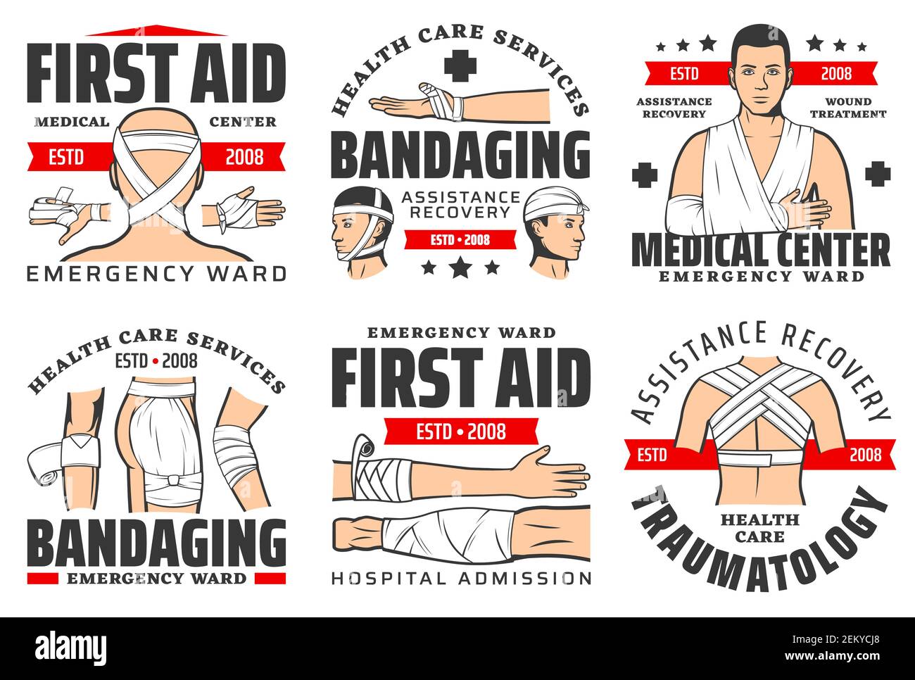 Medical emergency and first aid center ambulance icons. Vector ...