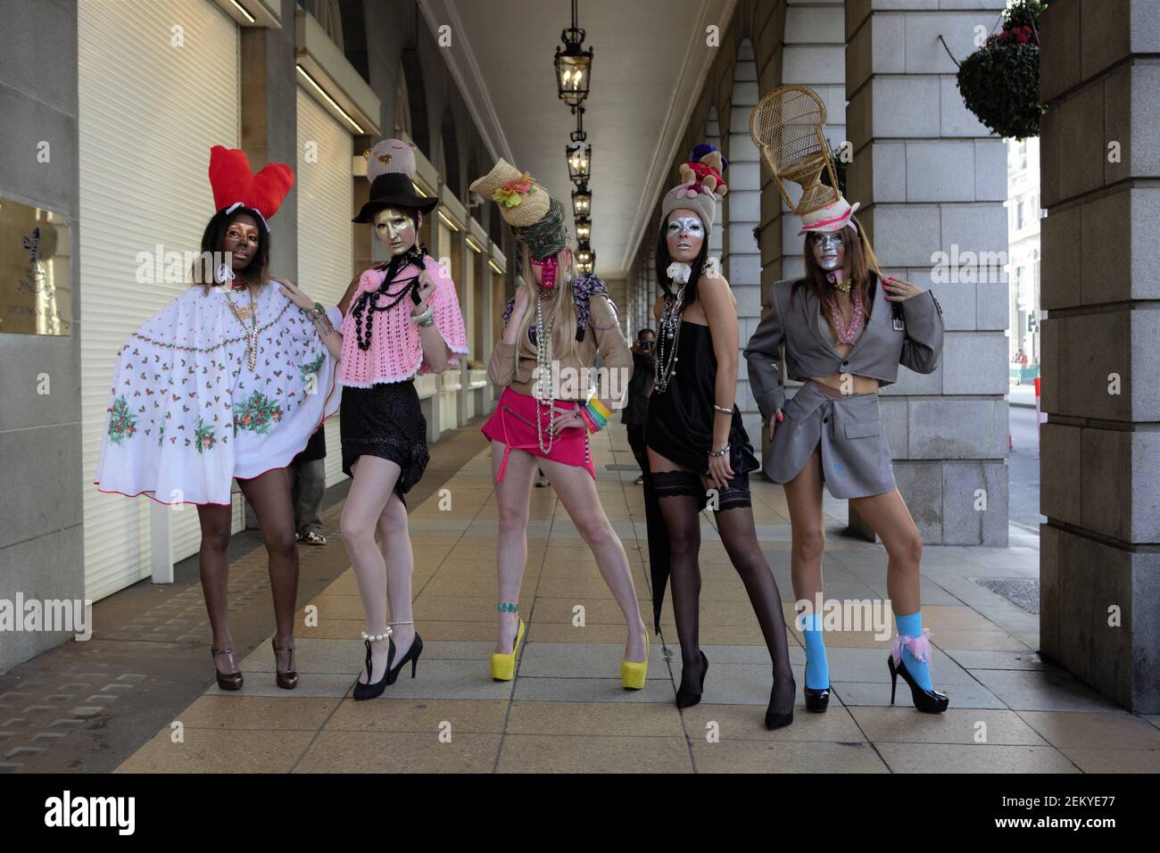 Models showcase Pierre Garroudi collection during the flash mob fashion ...