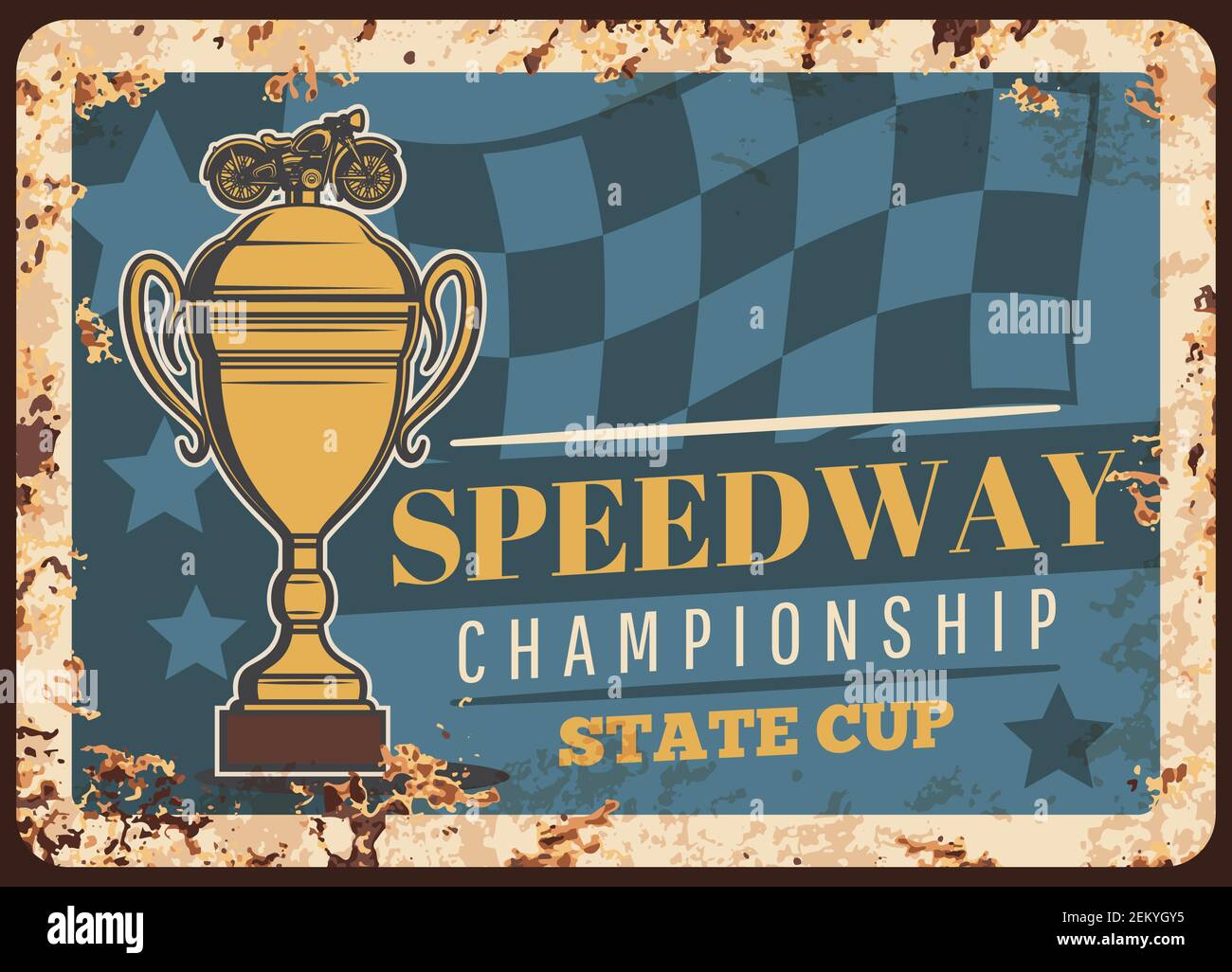 Speedway championship cup metal rusty plate, races and motocross ...