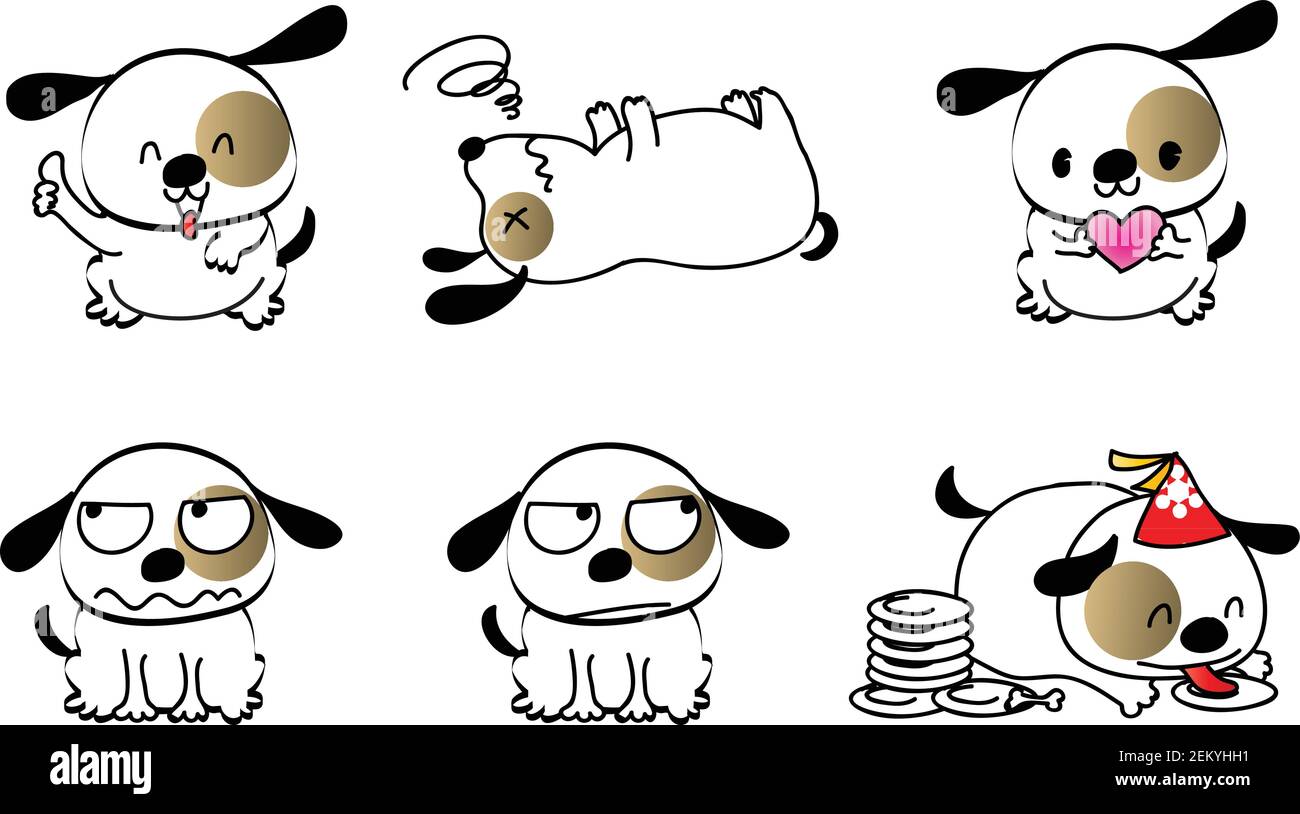 vector cartoon dog puppy action emoji set Stock Vector Image & Art - Alamy