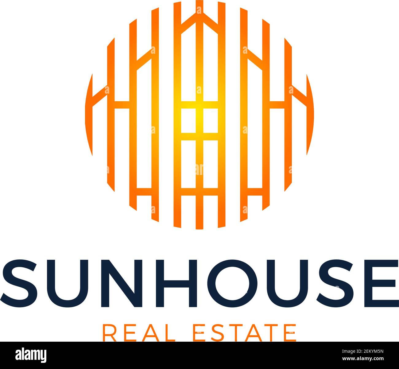 House sun logo. Vector real estate building icon sign. Solar home ...