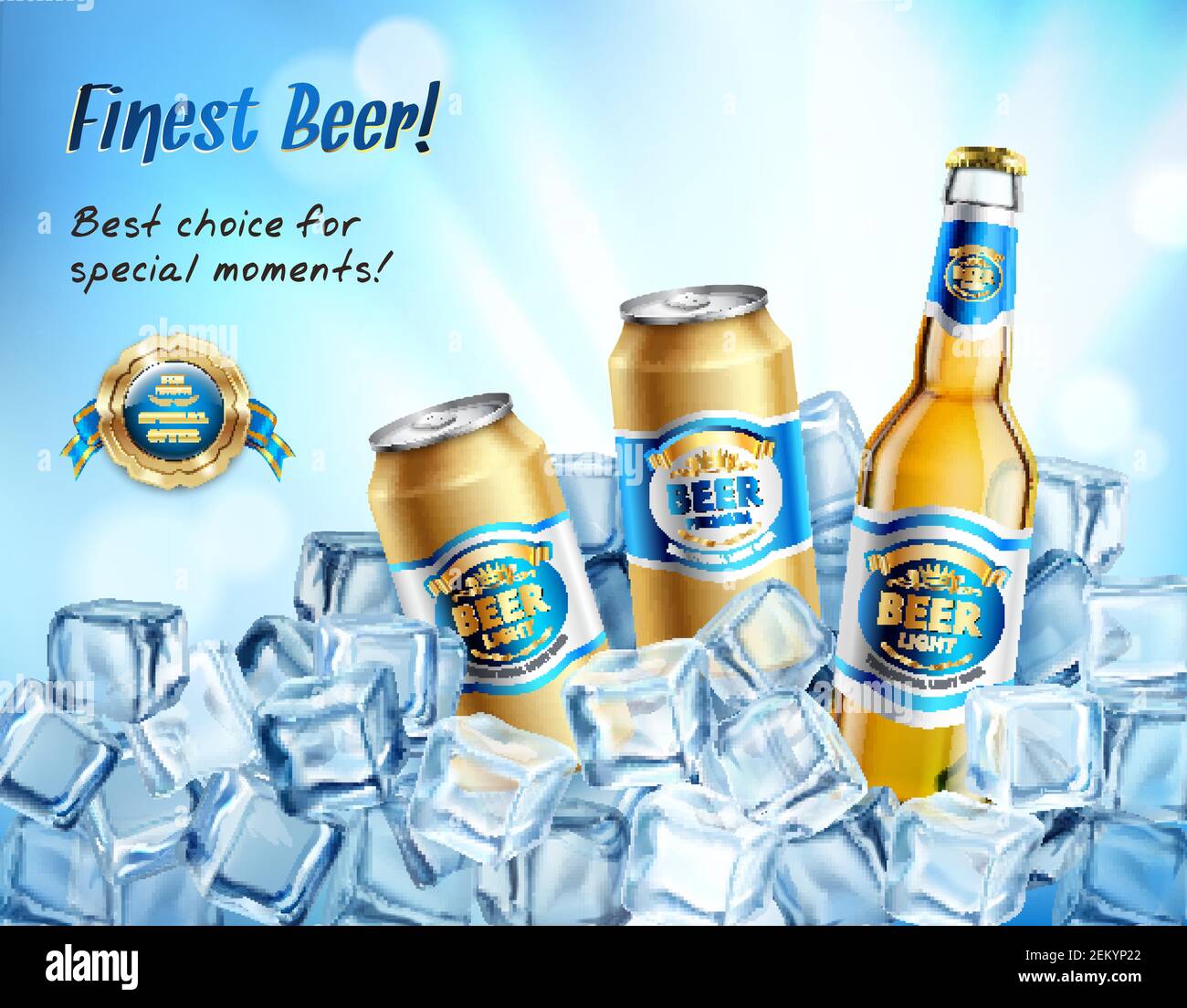 Finest beer composition with premium light beer symbols vector ...
