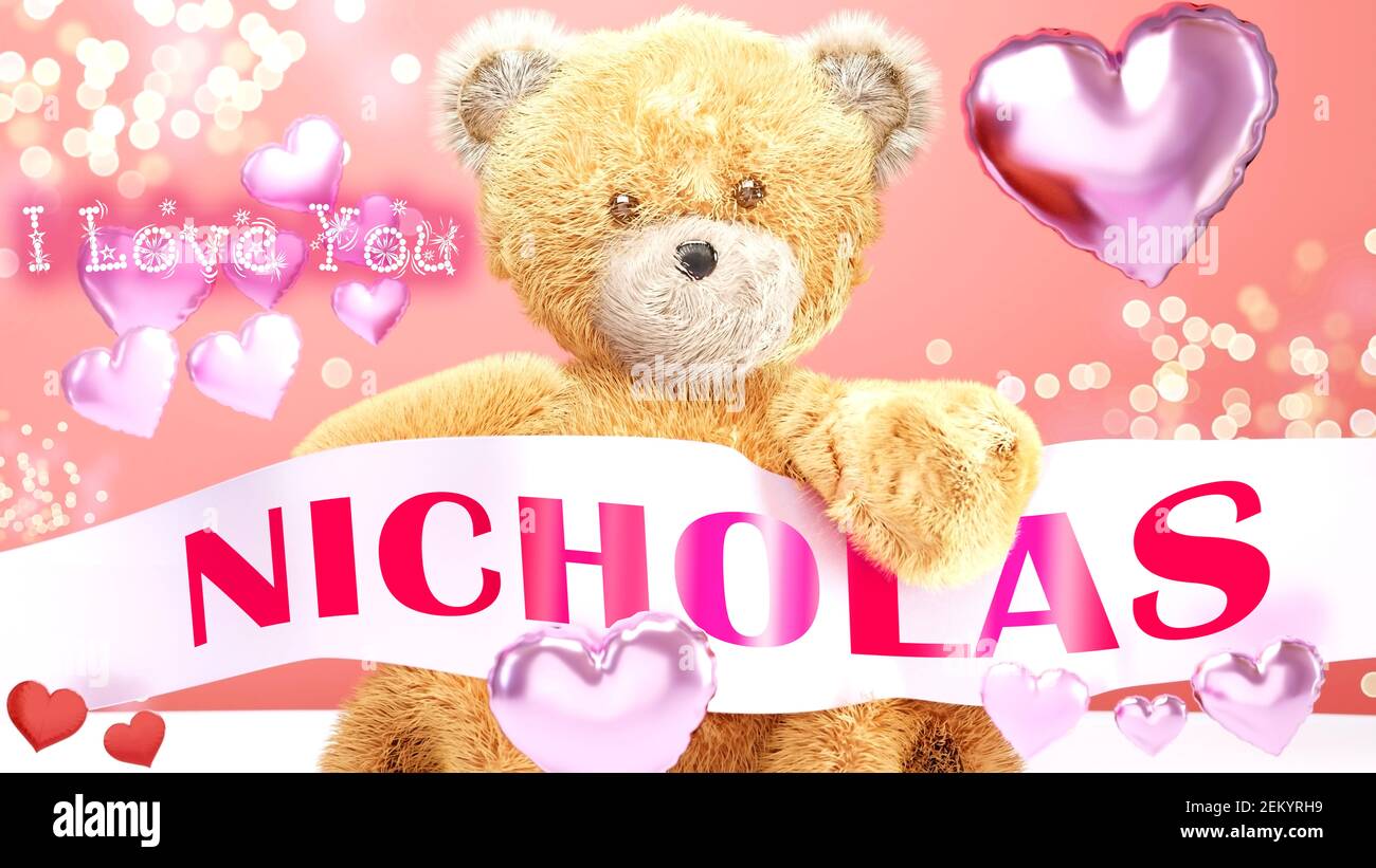 I love you Nicholas - teddy bear on a wedding, Valentine's or just to ...
