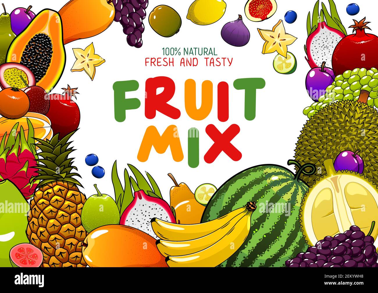 Multifruit juice vector vectors Stock Vector Images - Alamy