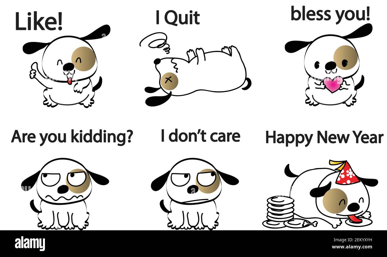 vector cartoon dog puppy action emoji set Stock Vector Image & Art - Alamy