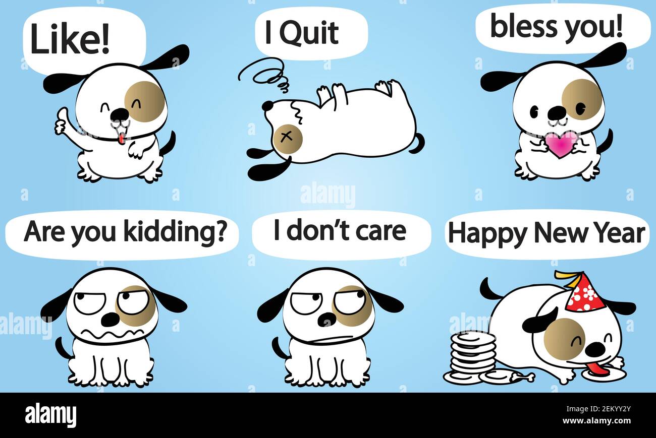 vector cartoon dog puppy action emoji set Stock Vector Image & Art - Alamy