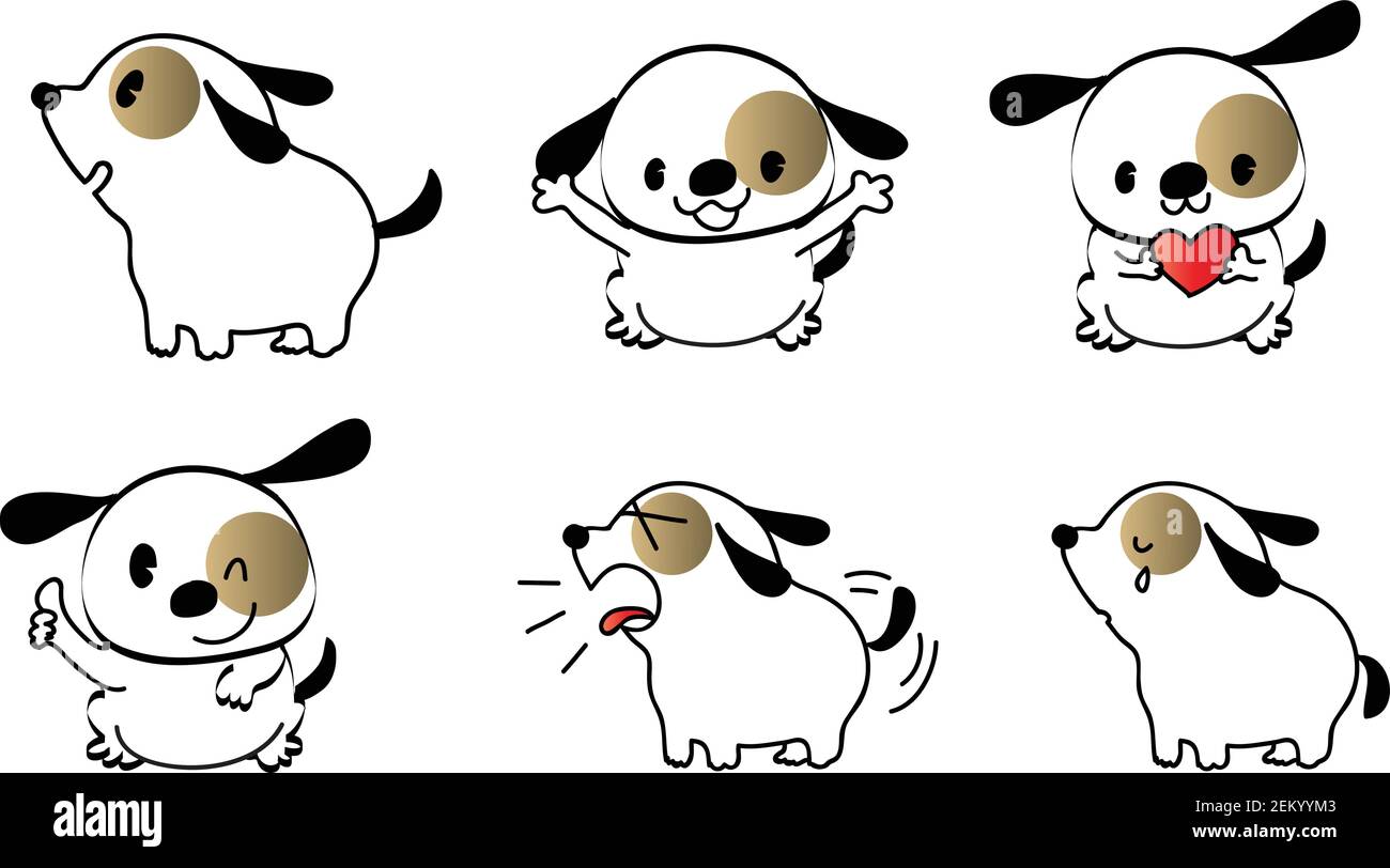 vector cartoon dog puppy action emoji set Stock Vector Image & Art - Alamy